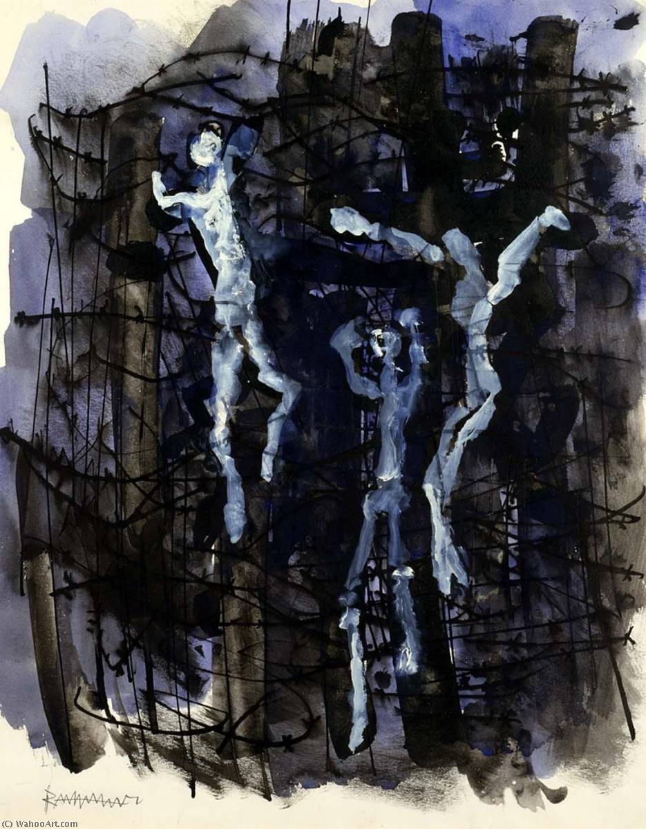 获取 油畫 攀登栅栏的儿童 通过 Abraham Rattner (灵感来自) (1895-1978, United States ...