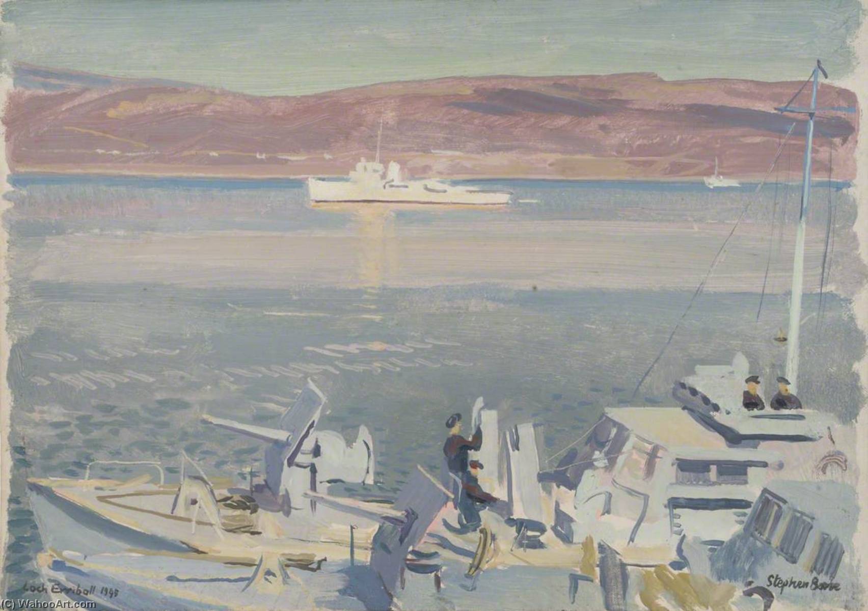 藝術再現 1945年在Loch Eriboll的MGB和HMS`Con`, 1945 通过 Stephen Bone (灵感来自) (1904 ...